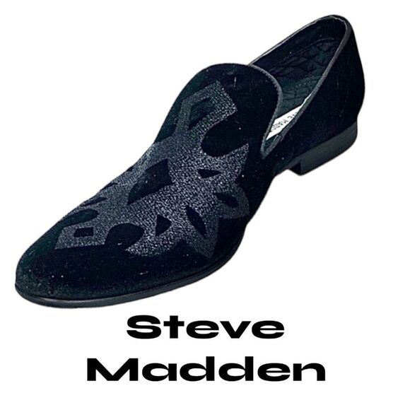 Steve Madden | Shoes | Steve Madden Lorax Slip On Black Velvet Loafers ...